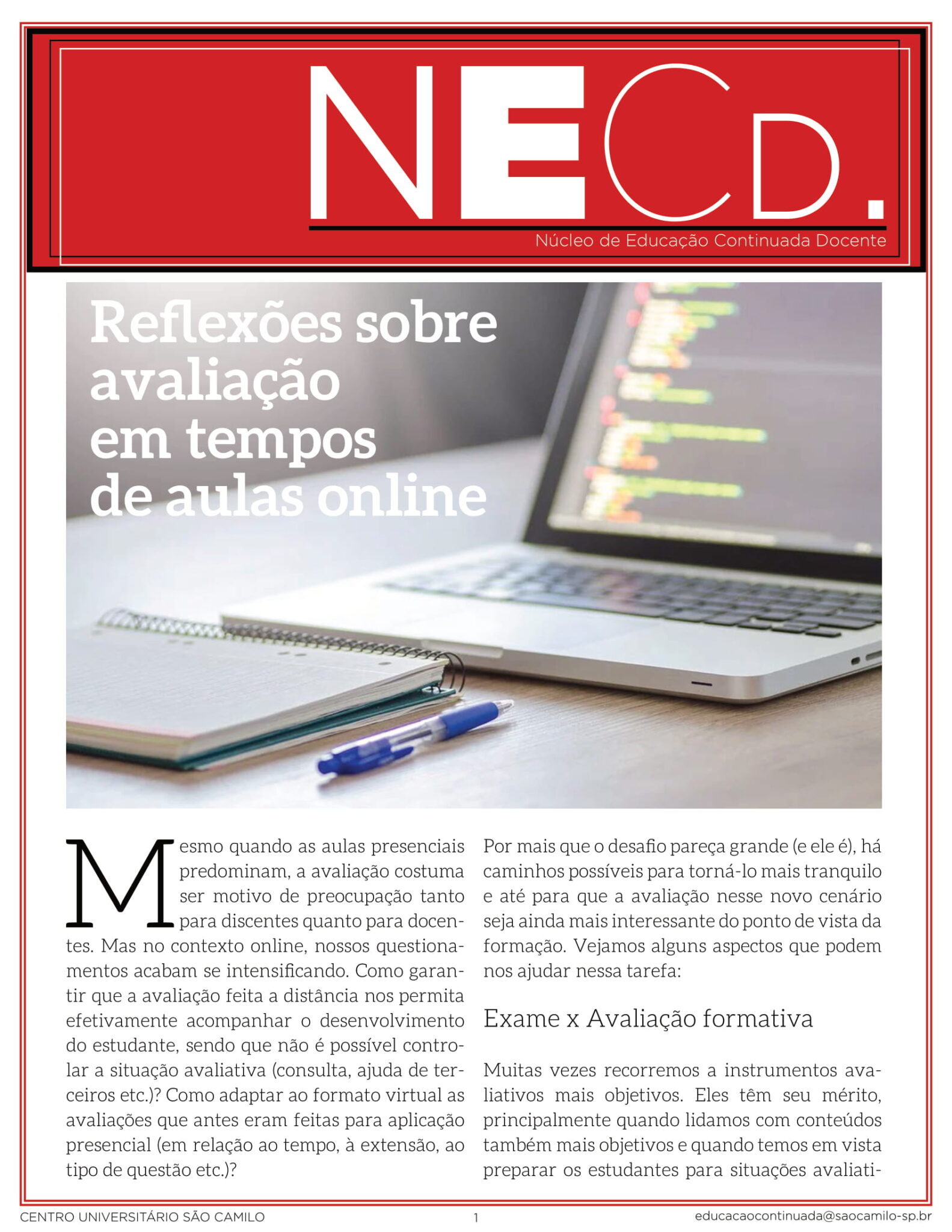 Boletim NECD | Centro Universitário São Camilo